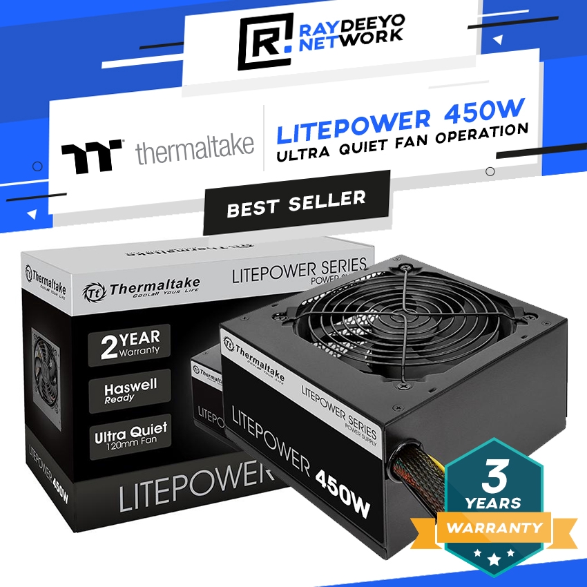 Thermaltake Litepower 450W Power Supply Unit (PSU-PS-LTP-0450NPCNUK2) [Ultra Quiet Fan Operation ...
