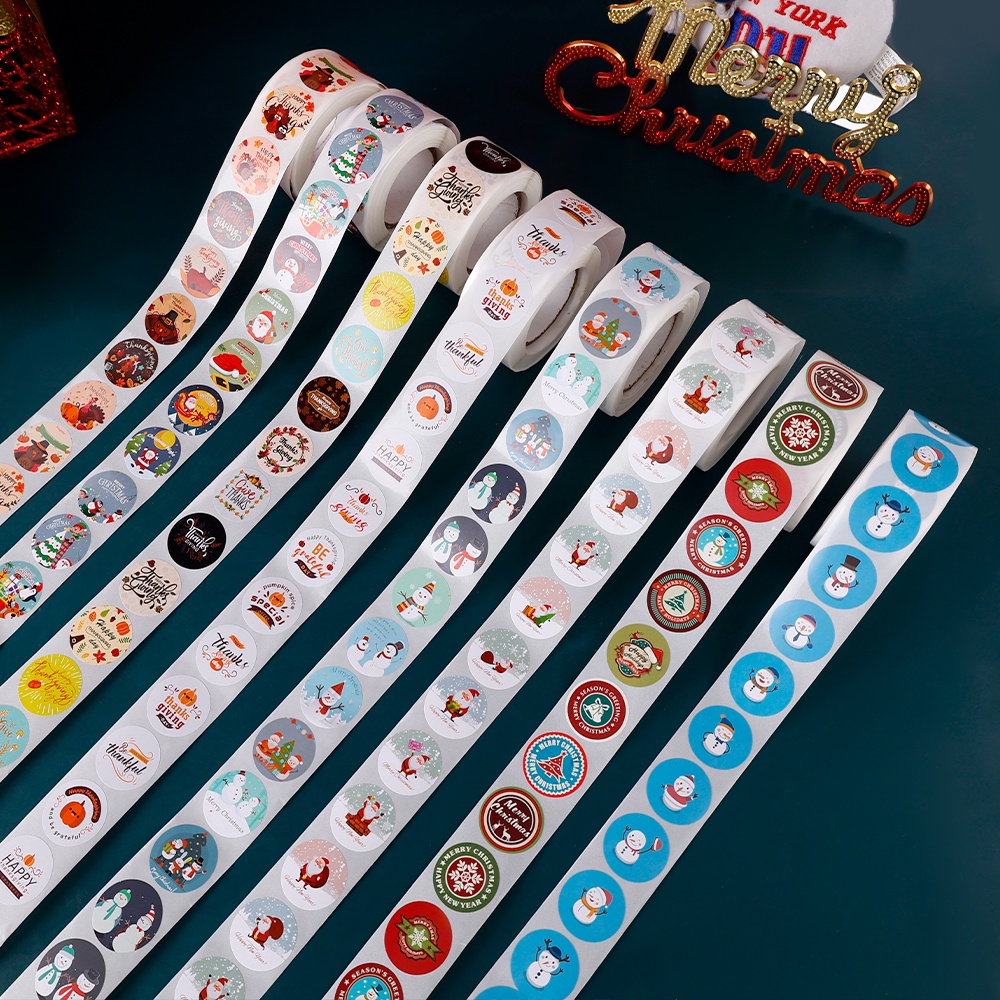 Candy Bag Sealer Children's Stationery Stickers 500Pcs/Roll Cute Santa ...