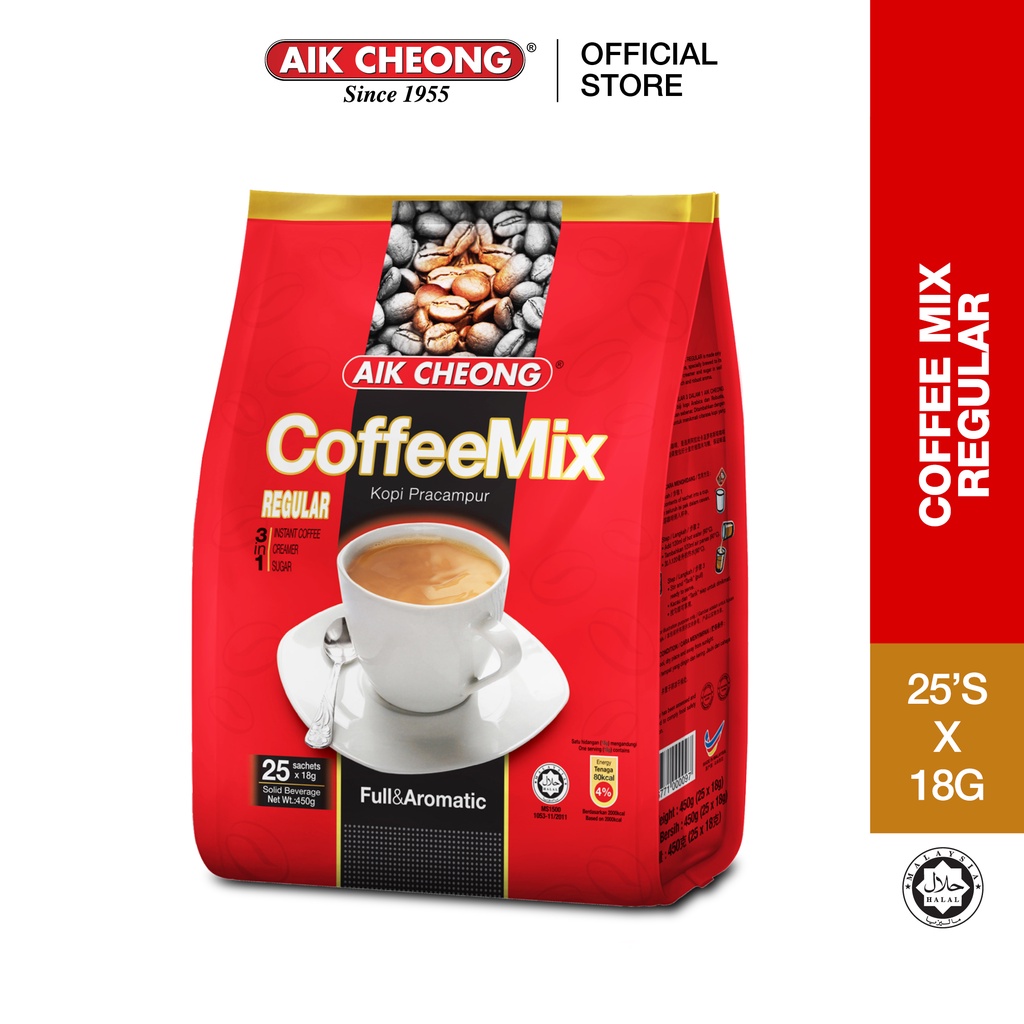 AIK CHEONG Coffee Mix 3in1 450g (18g x 25 sachets) - Regular | Shopee Malaysia