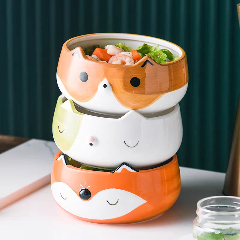 Nordic Cute Ceramic Salad Bowl Breakfast Bowl Oatmeal Bowl Eating Bowl ...