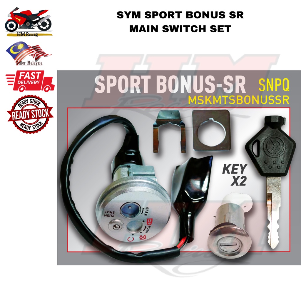 SYM SPORT BONUS SR - MAIN SWITCH SET // SUIS KUNCI COMPLETE | Shopee ...