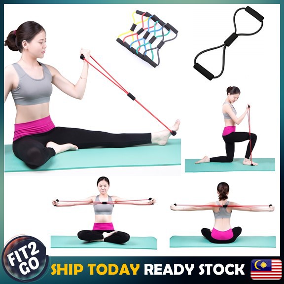 Yoga Elastic Rope Band 8 Shape Pulling Rope Chest Expander Natural ...