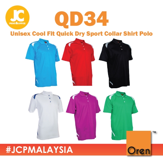 OREN SPORT Unisex Cool Fit Quick Dry Sport Collar Shirt Polo - QD34 ...