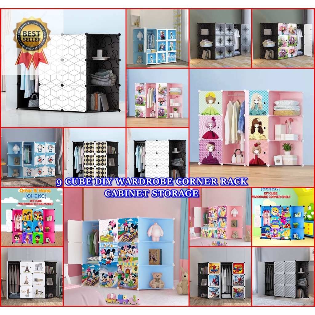 [YEAR END SALES] - READY STOCK ALMARI KARTUN 9 CUBE DIY WARDROBE WITH ...