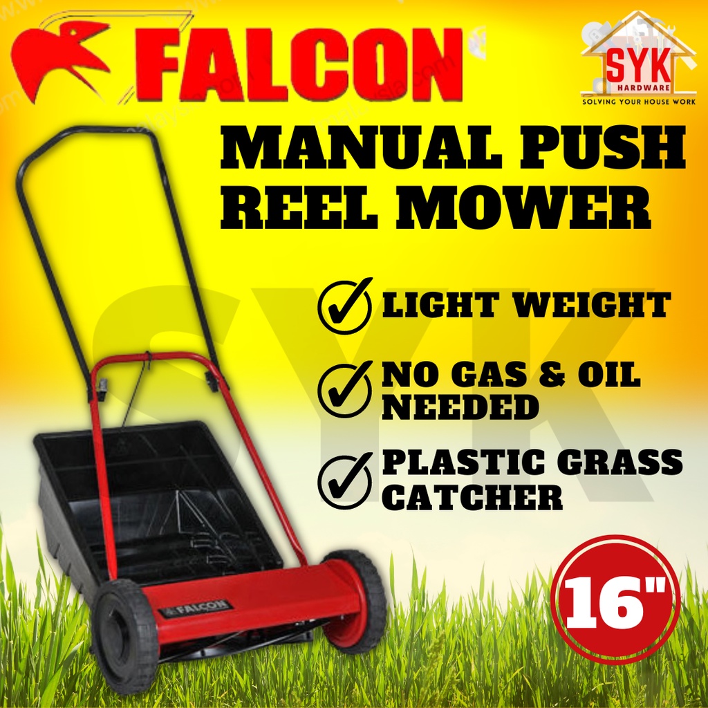 SYK 16Inch 400mm FALCON Manual Hand Push Reel Mower Gardening Tools ...