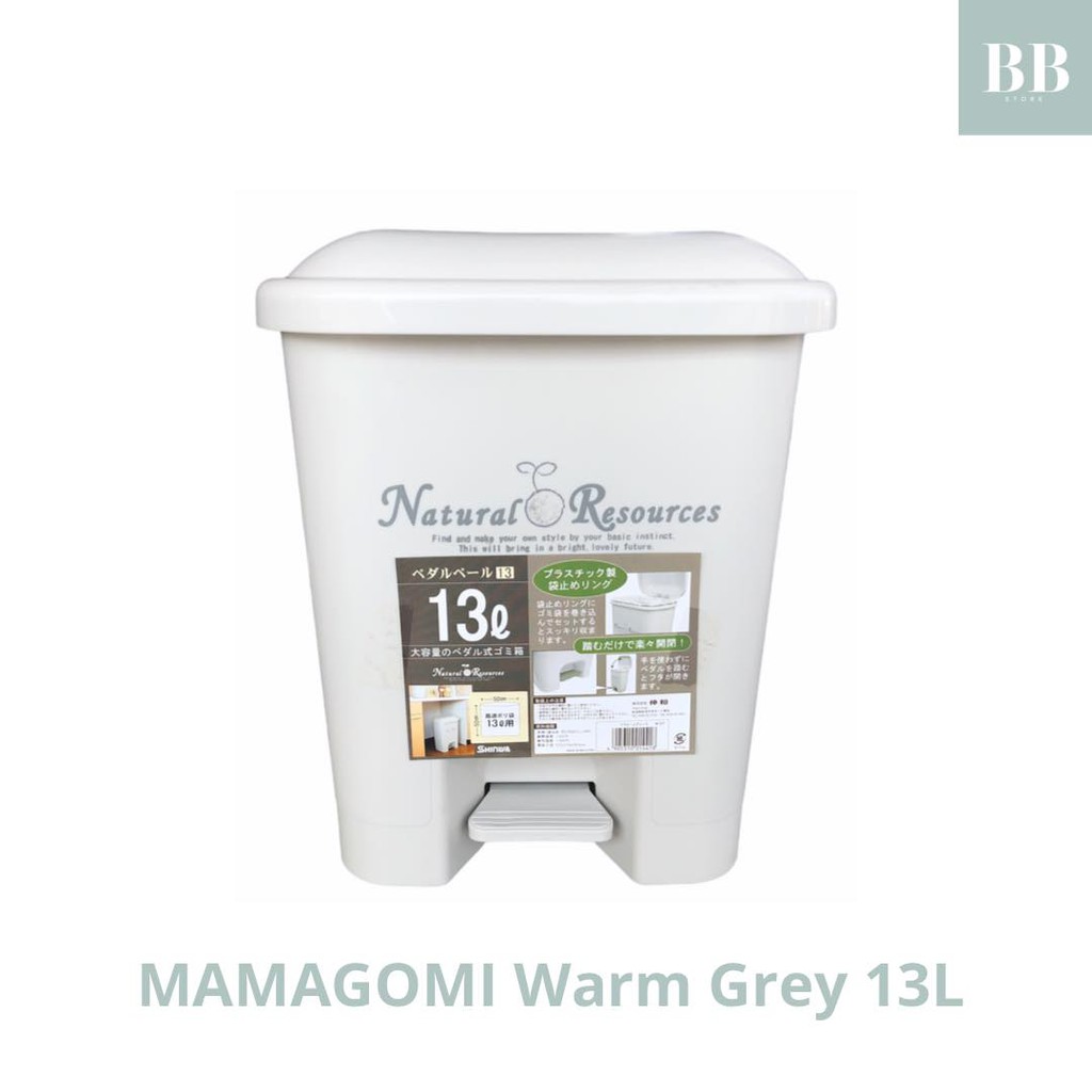 13L SHINWA Dustbin Pedal Type Garbage Pail MAMAGOMI JAN SERIES Tong ...
