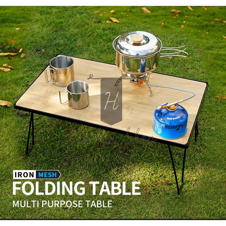 CLS Iron Mesh Table Multipurpose Outdoor Camping Picnic Table Storage ...