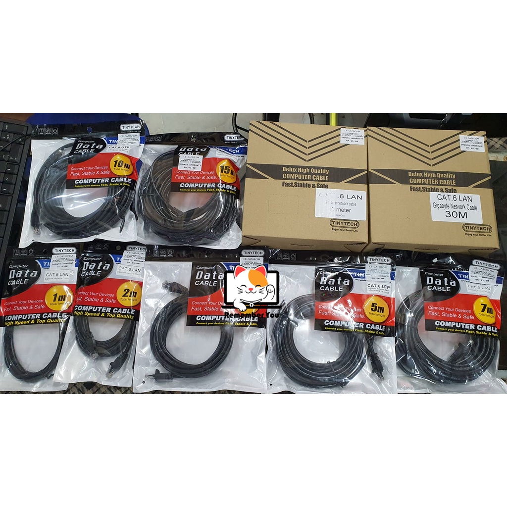 TINYTECH UTP RJ45 CAT6 GIGABIT LAN ETHERNET NETWORK CABLE BLACK (CAT6R ...