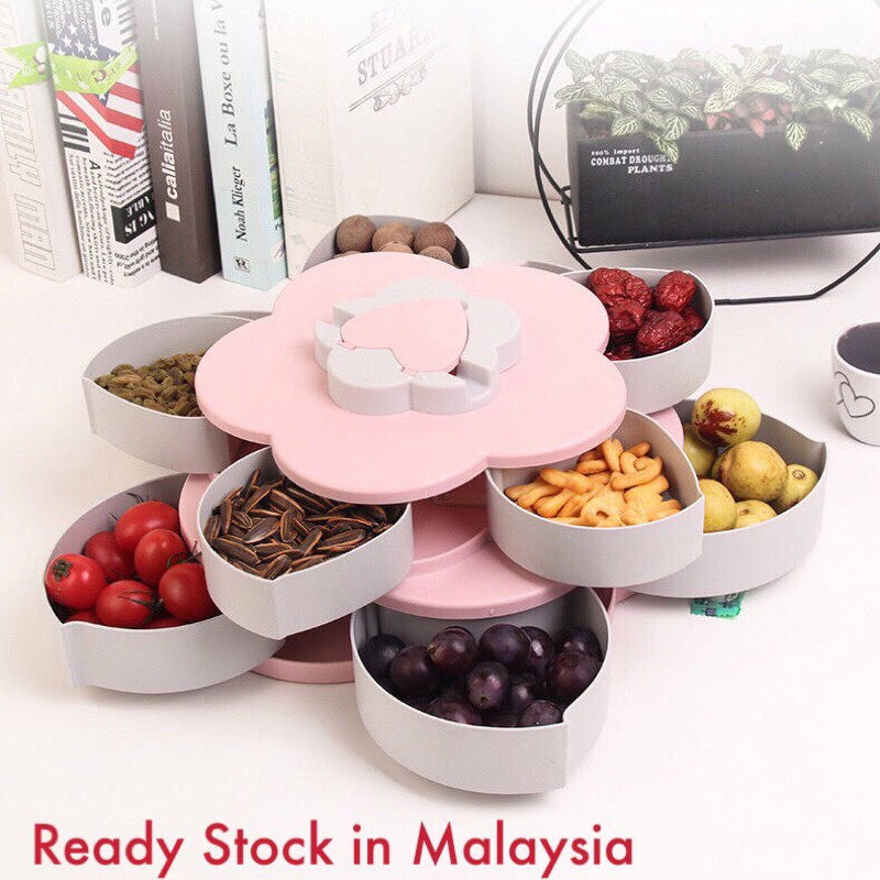 (Ready Stock) 10 IN 1 Rotatable Flower Candy Box Cookie Storage Biscuit ...