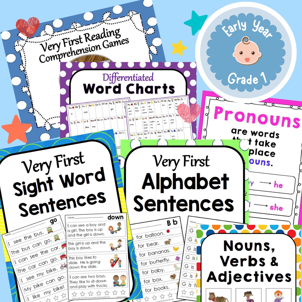 9KP Very First Alphabet + Sight Word Sentences + Differentiated Word ...
