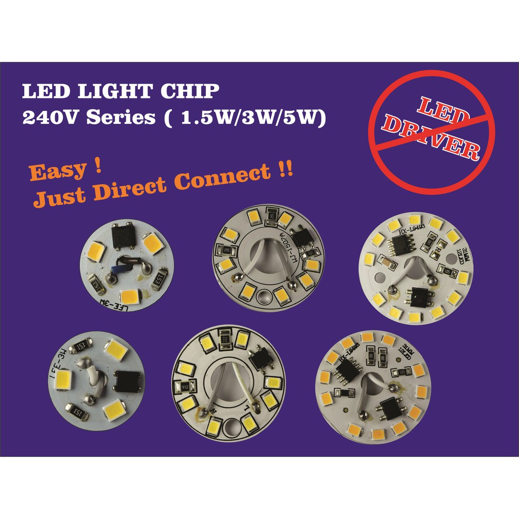 LED Module Board IC Driverless 240V Series ( 1.5W / 3W / 5W ) | Shopee ...