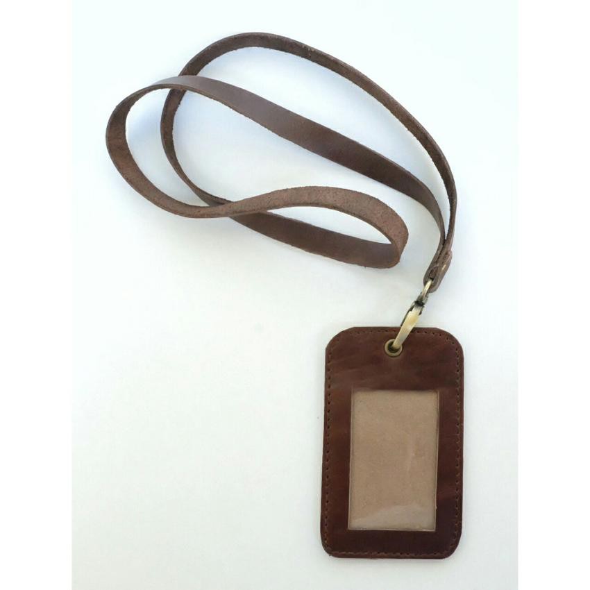 GANTUNGAN Id CARD HOLDER BRICK BROWN GENUINE LEATHER|Id CARD Hanger|Ic ...
