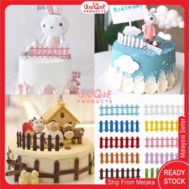 3pcs Wooden Fence Cake Topper animals farm Jungle housing cake ...