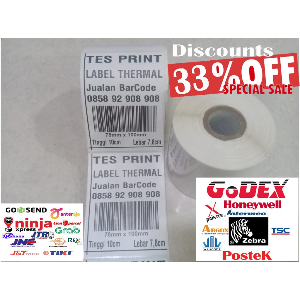 Thermal LABEL STICKER 78x100 | 78 X 100 CONTENTS 300 PCS CORE 1 INCH ...