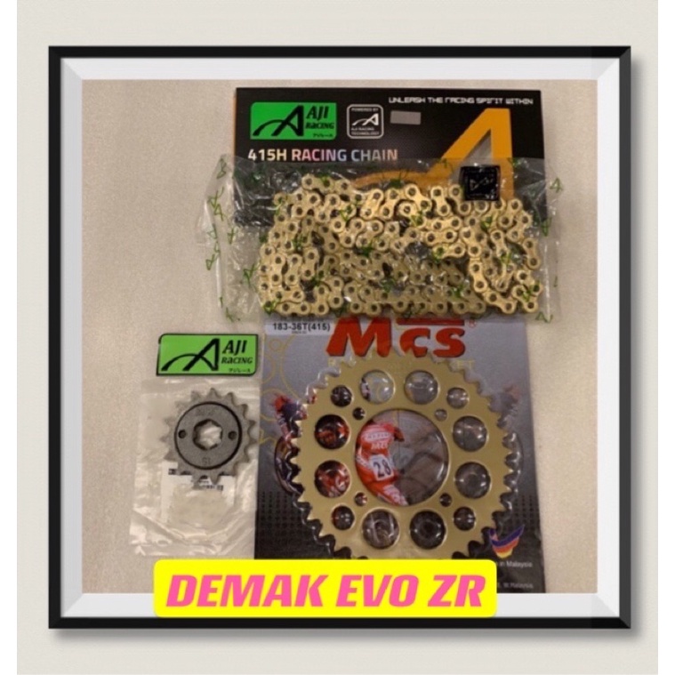 Sprocket Set 415 DEMAK EVO zr DVS 110Aji Racing Chain 415H Heavy Duty Chain + Front Rear ...