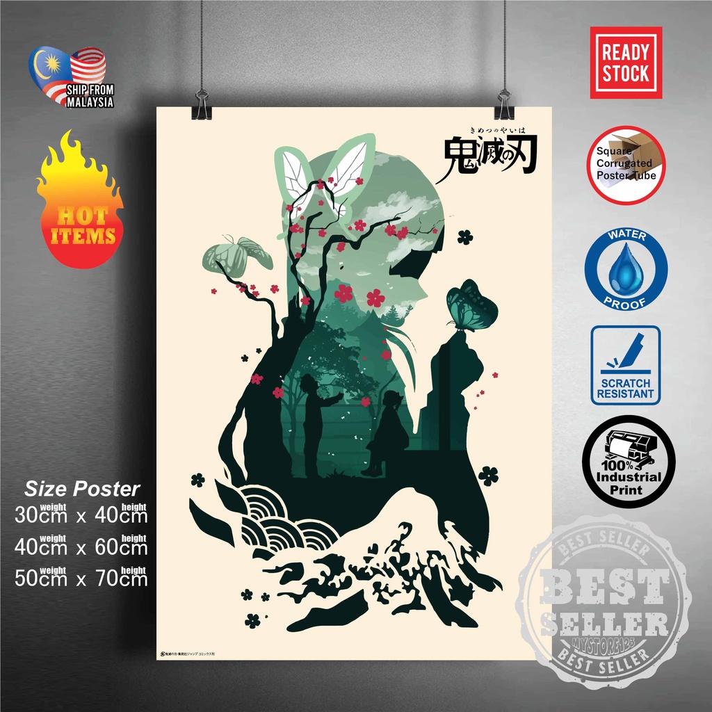 【READY STOCK】Demon Slayer Kimetsu no Yaiba Poster Sticker Anime Poster ...
