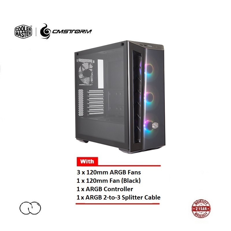 Cooler Master MasterBox MB520 ARGB Chassis / ATX Casing / Tempered ...