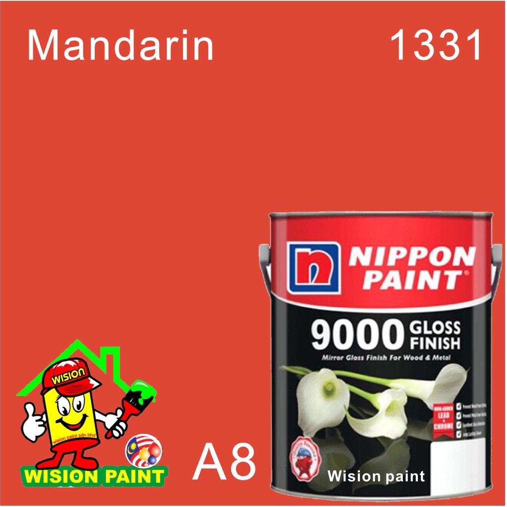 1331 MANDARIN ( 5L ) 9000 GLOSS FINISH NIPPON PAINT WOOD AND METAL ...