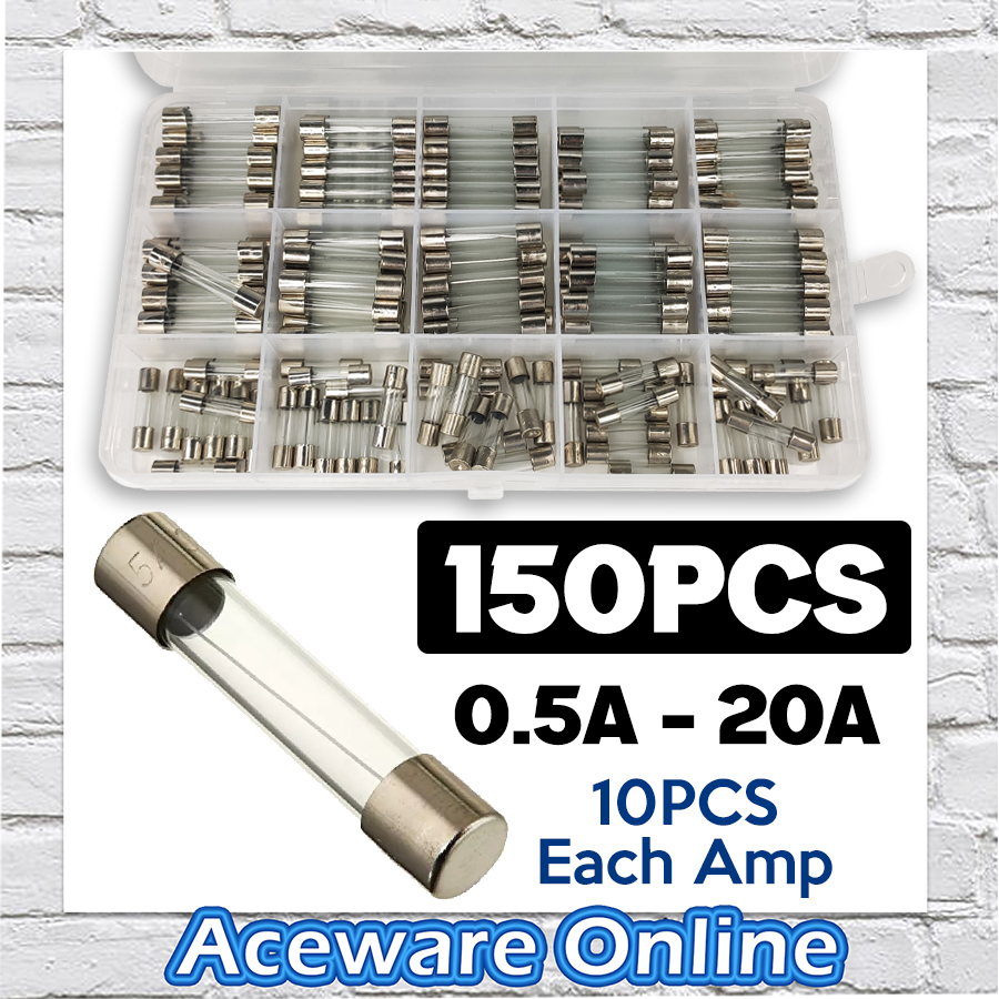 150 Pcs Glass Tube Fuse Set 0.5A-30A Fius 6x30mm 5x20mm Fast Blow For ...