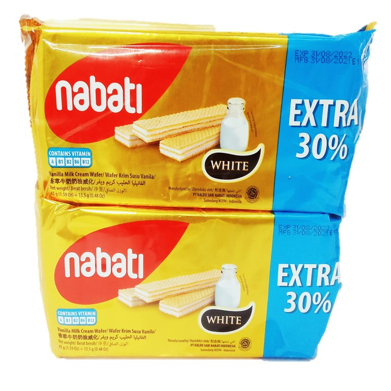 Halal 46g/37g x 10pcs Nabati Wafer EXTRA 20% Vanilla Milk / Cheese ...