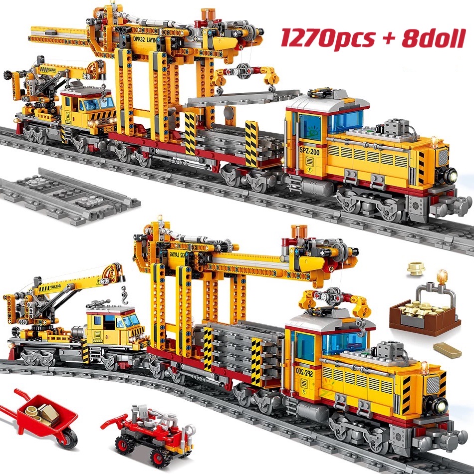 1270pcs City MOC Technical Electric Freight Train Building Blocks ...