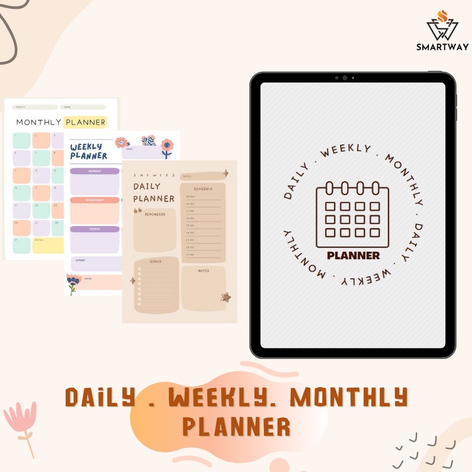 Daily Weekly Monthly Planner Templates Digital Planner | Student Study ...
