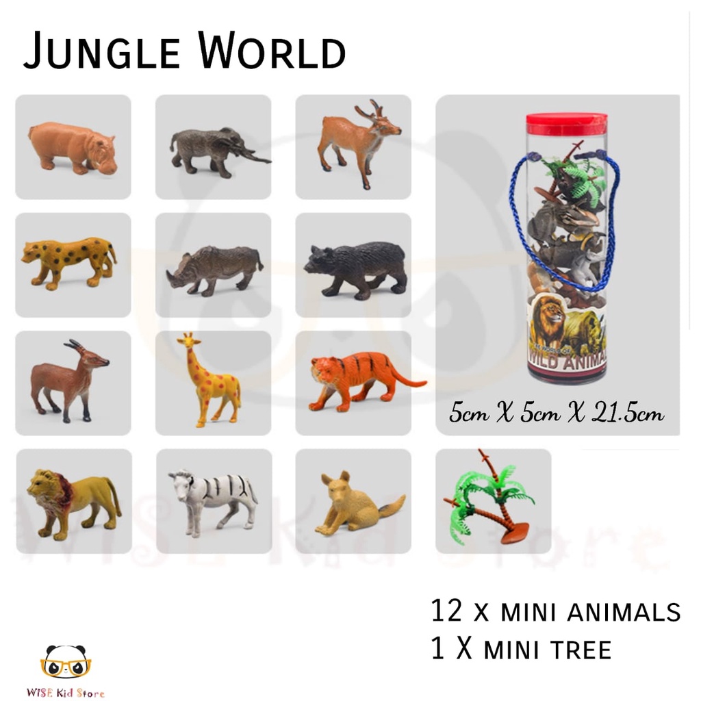 12 Pcs Set Mini Wild Animal Realistic Jungle Animals Figurine ...