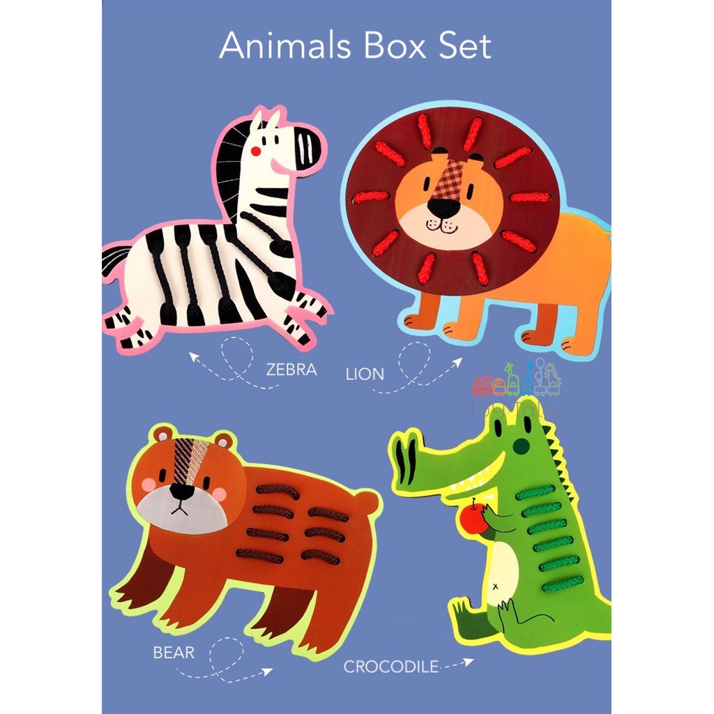 Kids Wooden Threading Lacing Tracing Game Box Set Toys Thread Lace ...