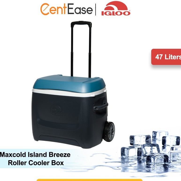 IGLOO 50 QT (47L) Maxcold Island Breeze Roller Cooler Box- Black | Shopee Malaysia