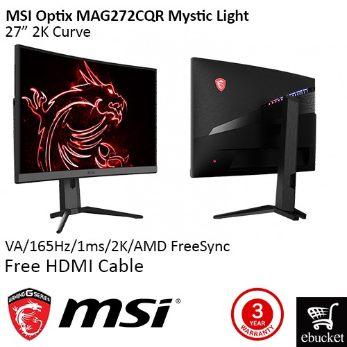 MSI Optix MAG272CQR (Curve) 2K RGB-27"/VA/165Hz/1ms/FreeSync Gaming ...