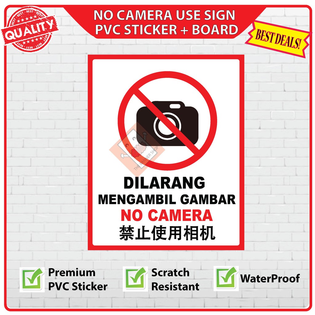 No Camera Sign Sticker ⛔ (Sticker Only / Sticker + Board) | Shopee Malaysia