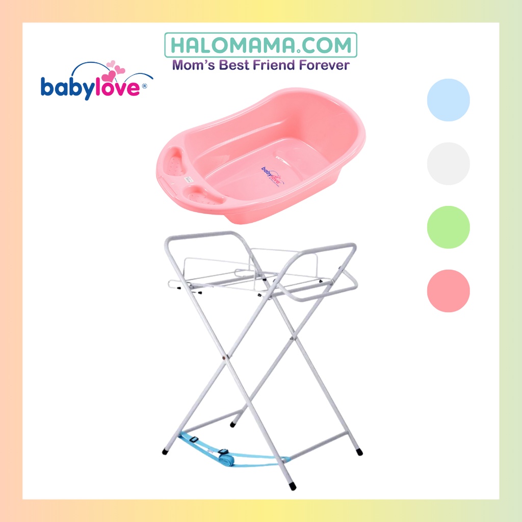 Babylove Bath Tub & BEBE.COM Foldable Bath Tub Stand Set & Diaper ...