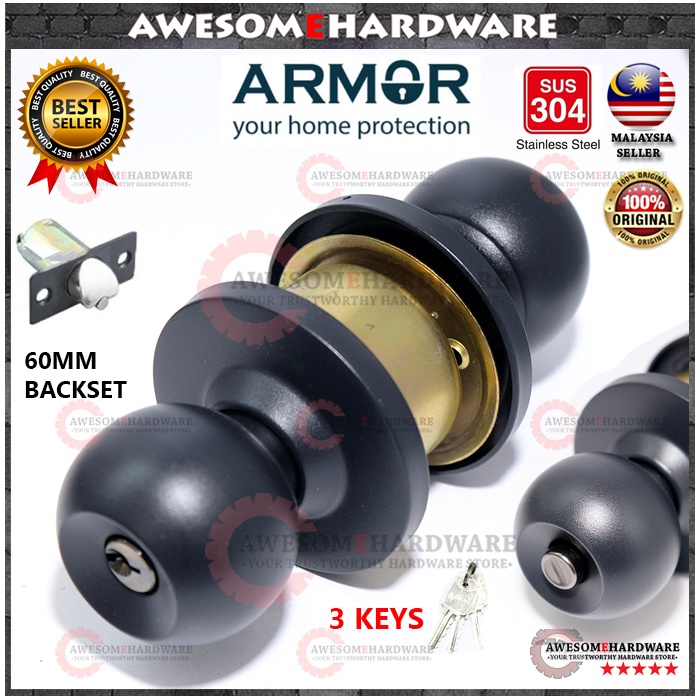 (MATTE BLACK) ARMOR ACL-1100MB SUS304 STAINLESS STEEL CYLINDRICAL DOOR ...