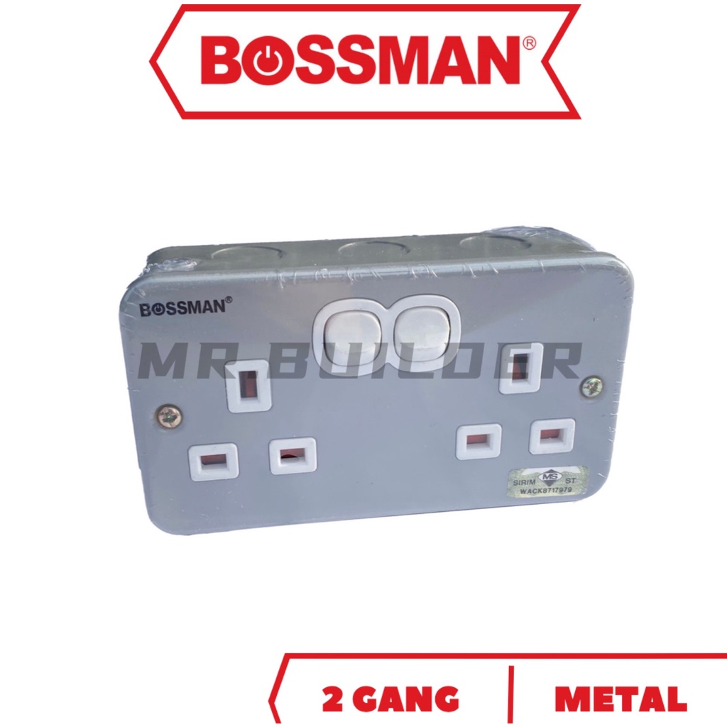 BOSSMAN Double Metal Clad 13A Double Metal Socket Metal Socket Soket ...