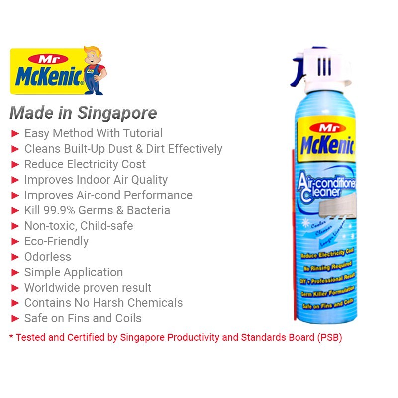 Mr McKenic Aircon Cleaner Self Rinsing Aircond Cleaner Aerosol Spray ...