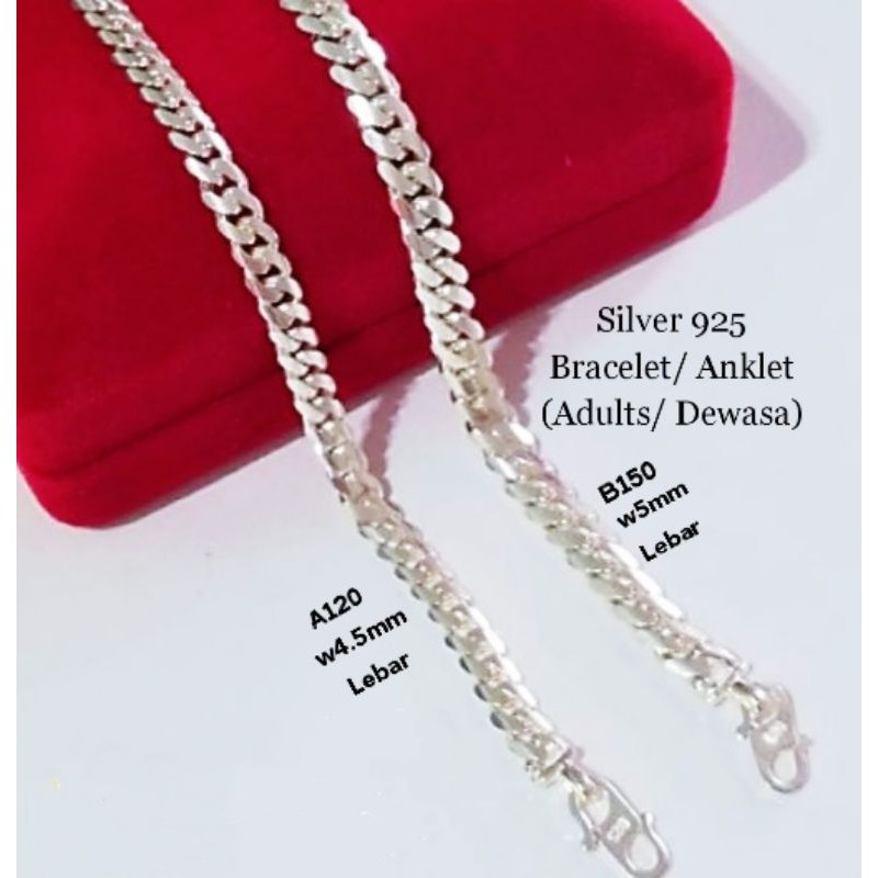 925 Silver Anklet Bracelet For Women Gelang Tangan Gelang Kaki ...