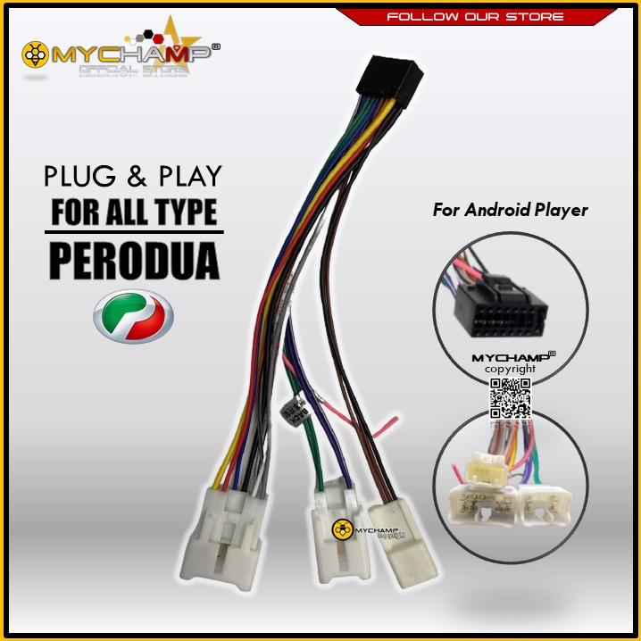 PERODUA Plug and Play Socket Cable Player Socket Suitable for Car ...