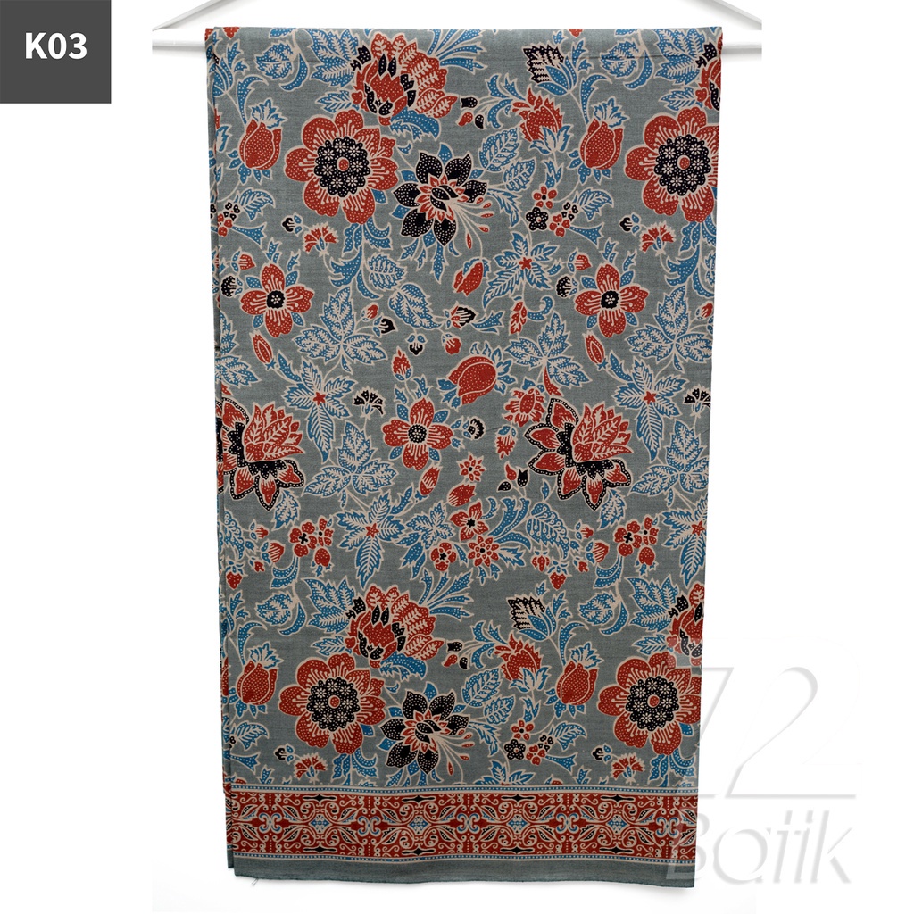 KATUN PREMIUM BATIK FABRIC Cotton Material with Flower Motif, Gray Gray ...
