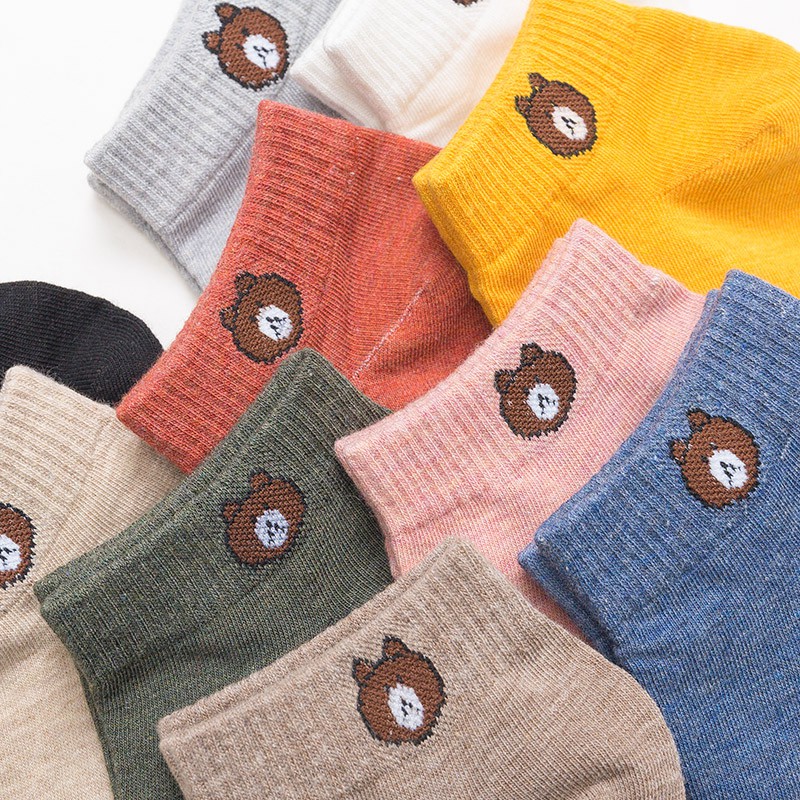Bfuming Bear Sock Fashion Women Soft Cotton Wild Invisible Boat Socks ...
