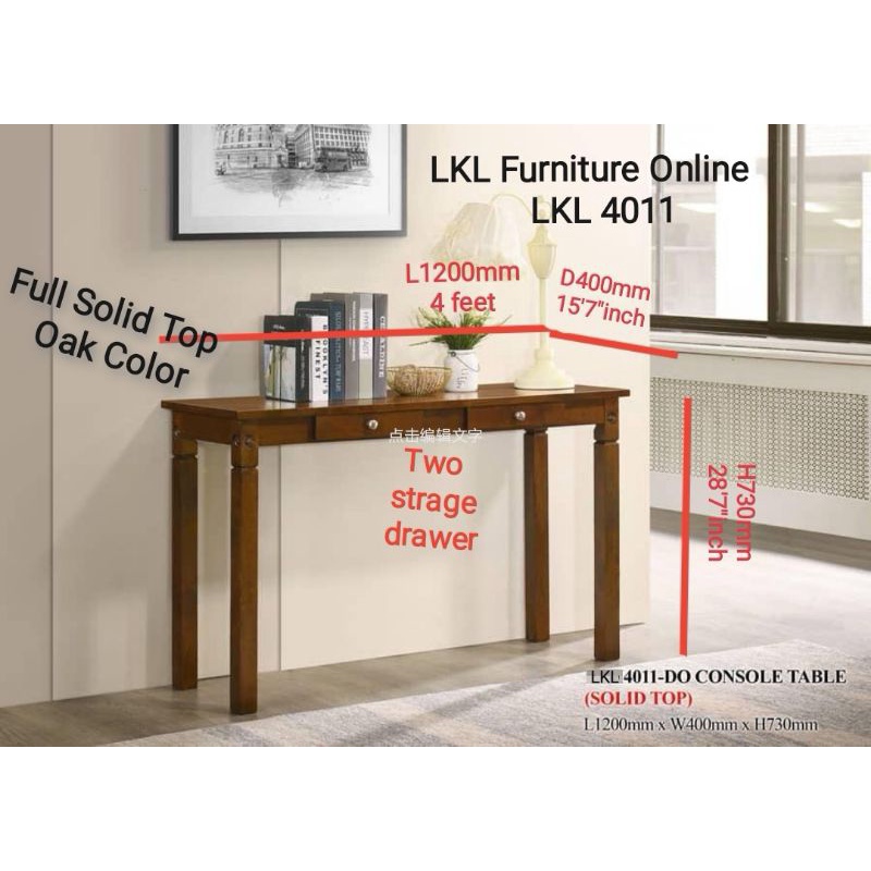 LKL 4 feet Solid Top Console Table / 4 kaki kayu solid top meja ...