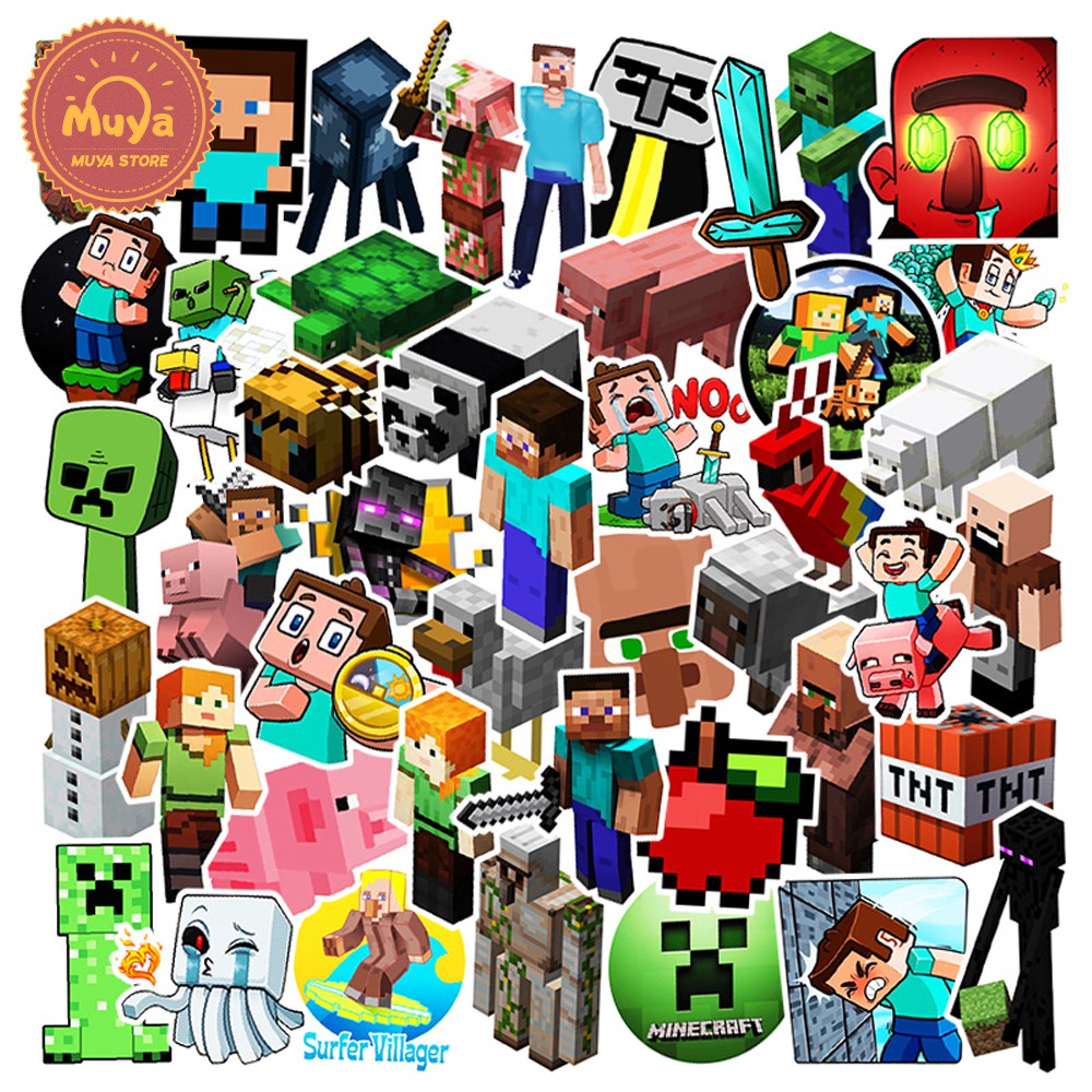 MUYA 50pcs Minecraft Stickers Explosion Games Cartoon Graffiti Vinyl ...