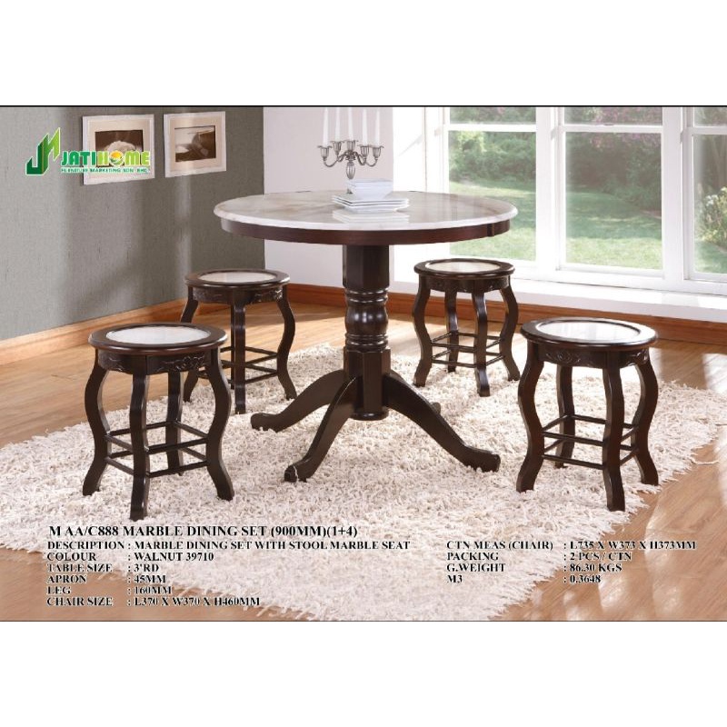 Round Marble Dining Set With Stool Marble Seat | Shopee Malaysia