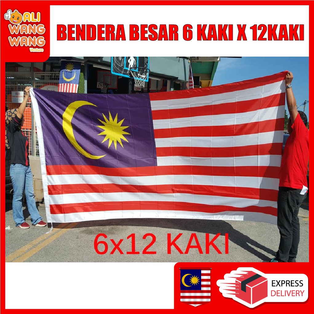 Bendera BESAR Malaysia utk Bangunan Polyester 6X12 KAKI MALAYSIA FLAG ...
