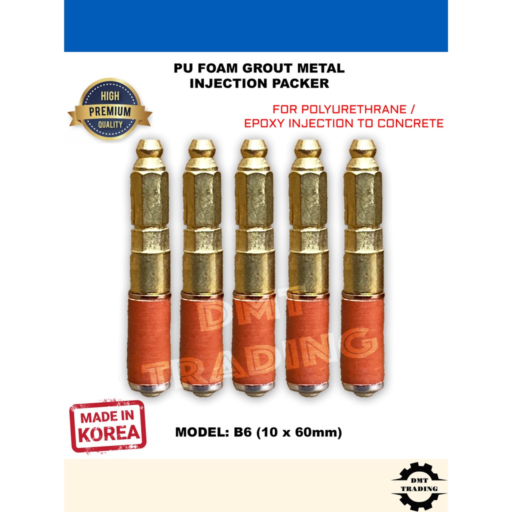 10pcs B6 Metal Packer for PU Foam Injection / Epoxy / Foam Grouting ...