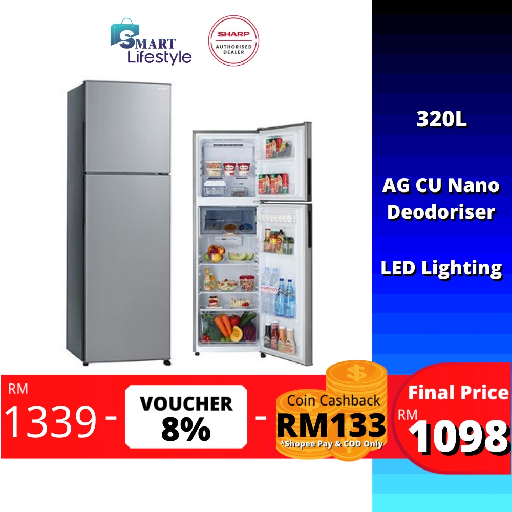Sharp Smile Refrigerator (320L) SJ325MSS | Shopee Malaysia