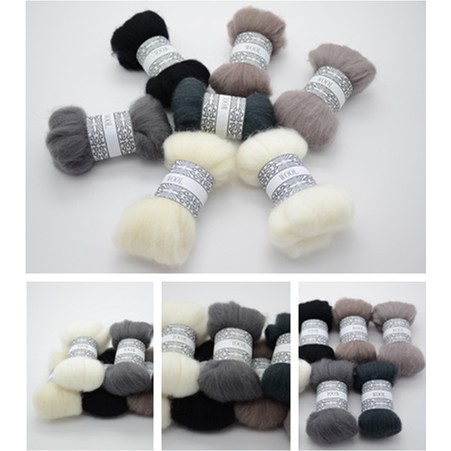 Needle Wool felt DIY Wool Tops Roving black white grey animal series ...