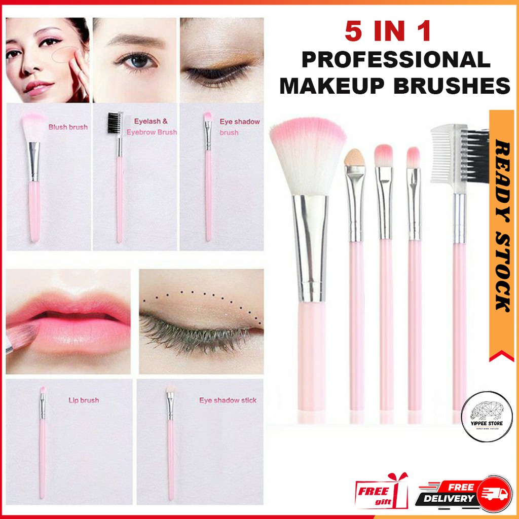 💥Harga Borong💥YIPPEE 5 IN 1 SET Basic Makeup Cosmetics Brushes Set ...