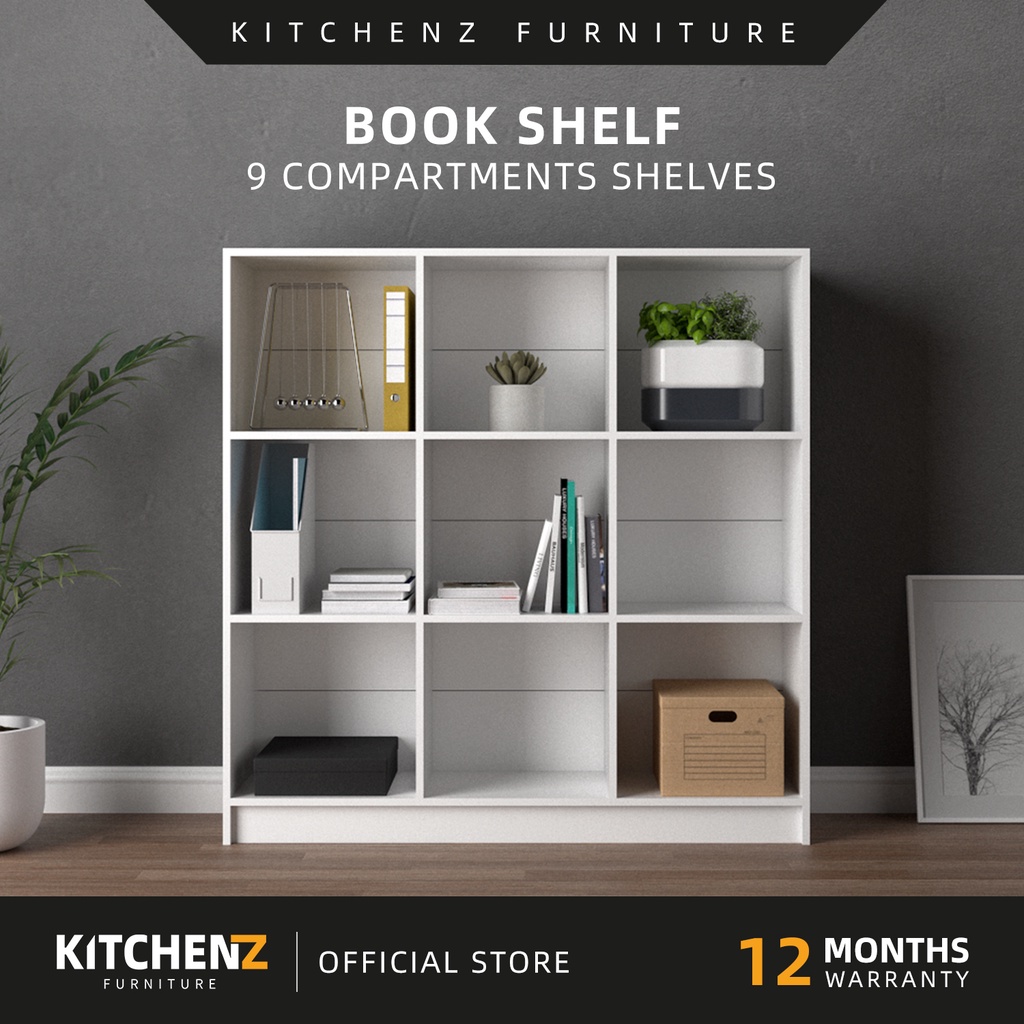 KitchenZ Sabah Book Shelf Book Rack Buku Rak Divider Cabinet with 9 ...