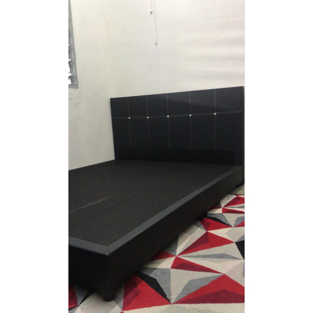 Harga Kilang Katil Kulit PVC (5d) Katil Hitam Divan Queen Tambah Foam ...
