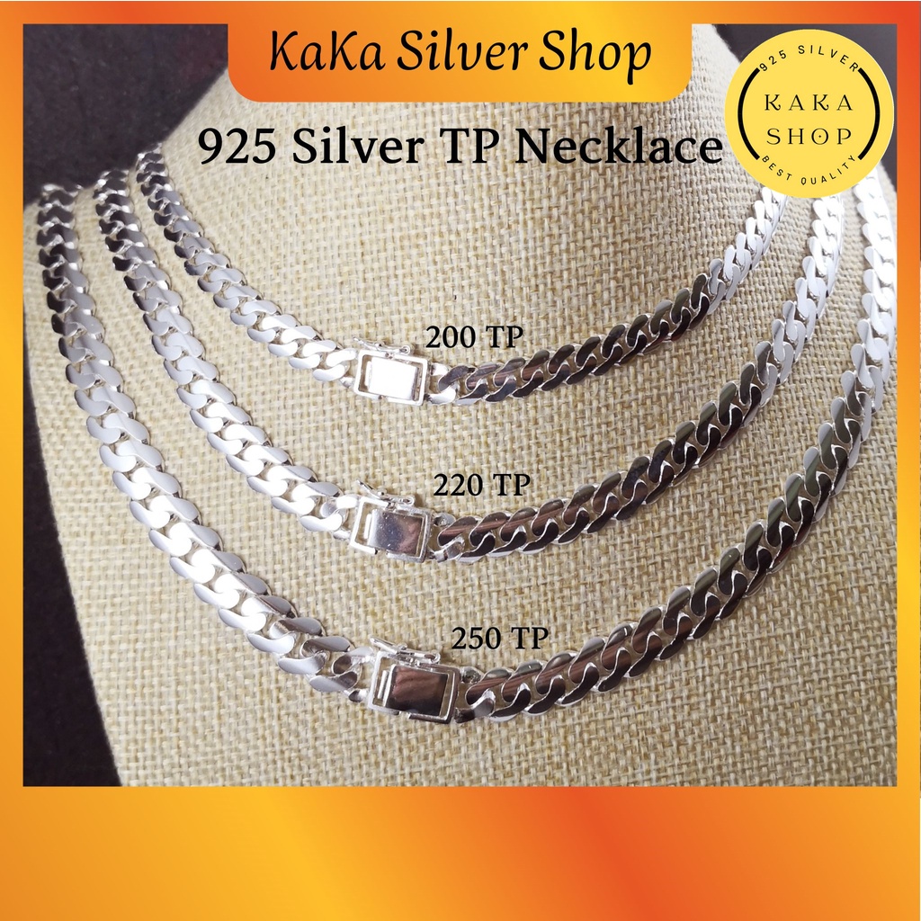 Original 925 Silver Necklace Chain (200/220/250 TP) | Rantai Leher TP ...